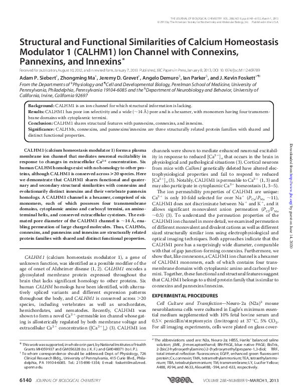 (PDF) Structural and Functional Similarities of Calcium Homeostasis ...