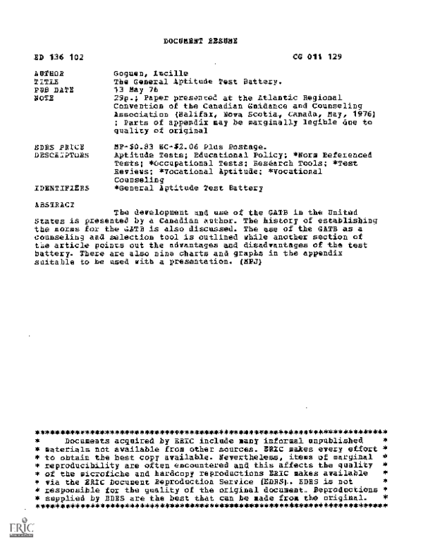 (PDF) General Aptitude Test Battery