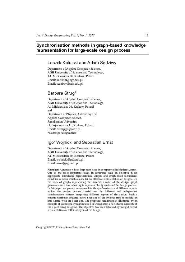 (PDF) Synchronisation methods in graph-based knowledge representation for large-scale design process