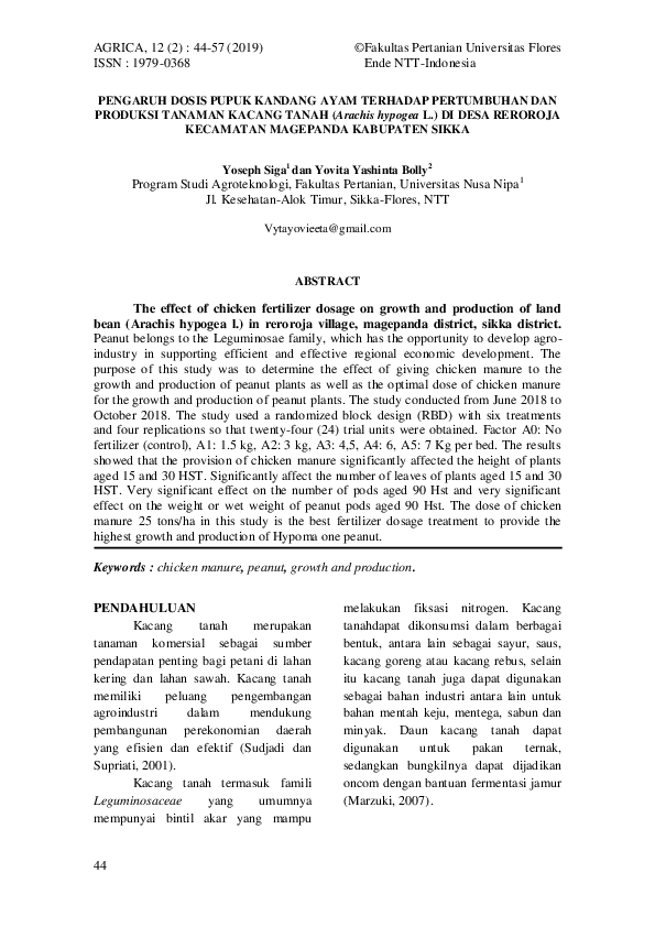 Pengaruh Dosis Pupuk Kandang Ayam Terhadap Pertumbuhan Dan Hasil Tiga Varietaskacang Hijau DI ...