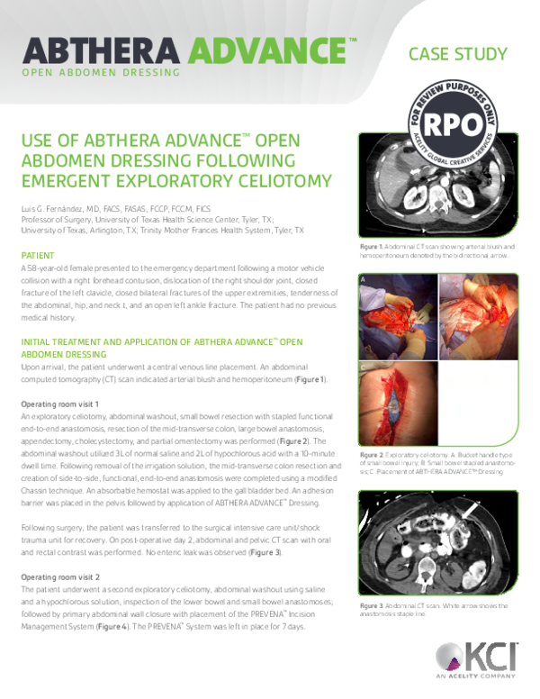 (PDF) USE OF ABTHERA ADVANCE ™ OPEN ABDOMEN DRESSING FOLLOWING EMERGENT ...
