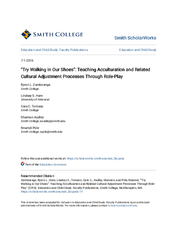 (PDF) “Try Walking in Our Shoes”: Teaching Acculturation and Related ...