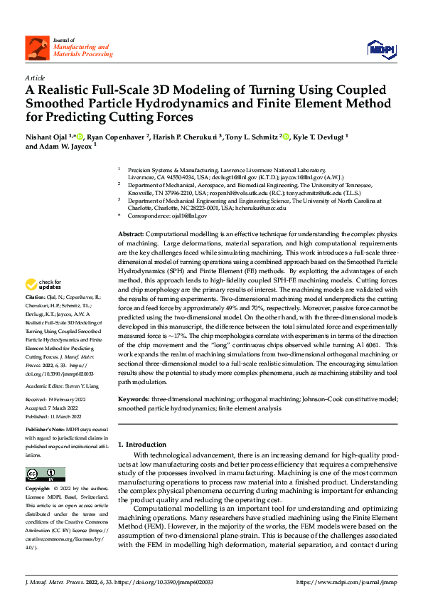 Pdf A Realistic Full Scale 3d Modeling Of Turning Using Coupled Smoothed Particle