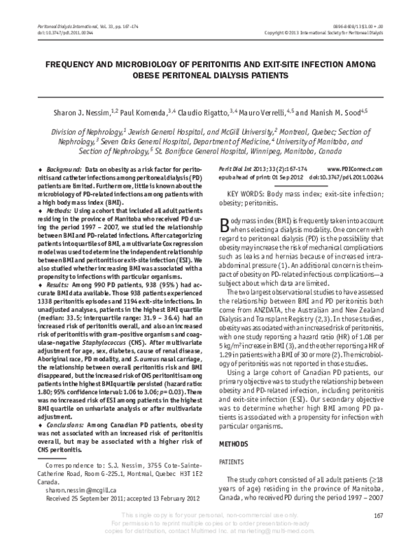 (PDF) Frequency and Microbiology of Peritonitis and Exit-Site Infection ...
