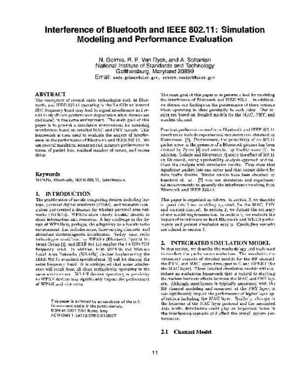 Pdf Modeling Bluetooth And Ieee 802 11 Interference Effects