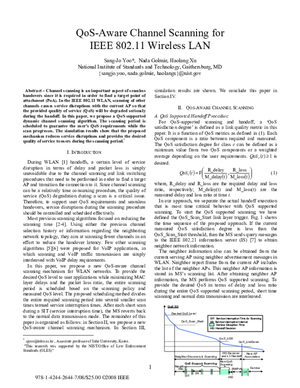 QoS-aware channel scanning for IEEE 802.11 Wireless LAN