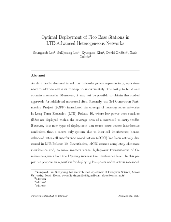 (PDF) Optimal deployment of pico base stations in LTE-Advanced ...