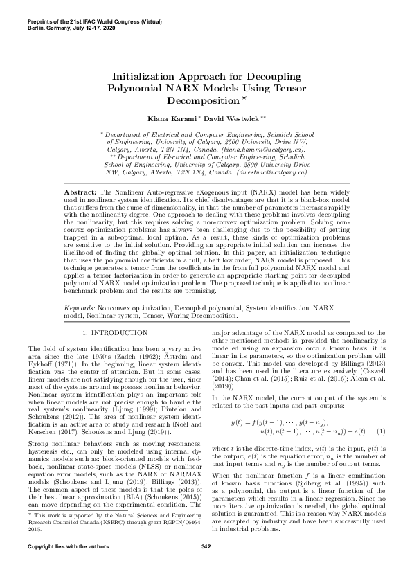 (PDF) Initialization Approach for Decoupling Polynomial NARX Models ...