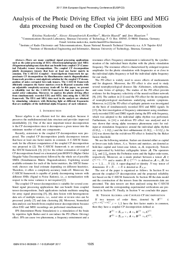 (PDF) Analysis of the photic driving effect via joint EEG and MEG data ...