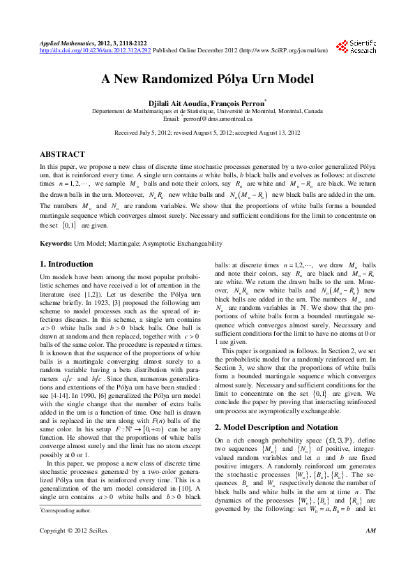 (PDF) A New Randomized Pólya Urn Model