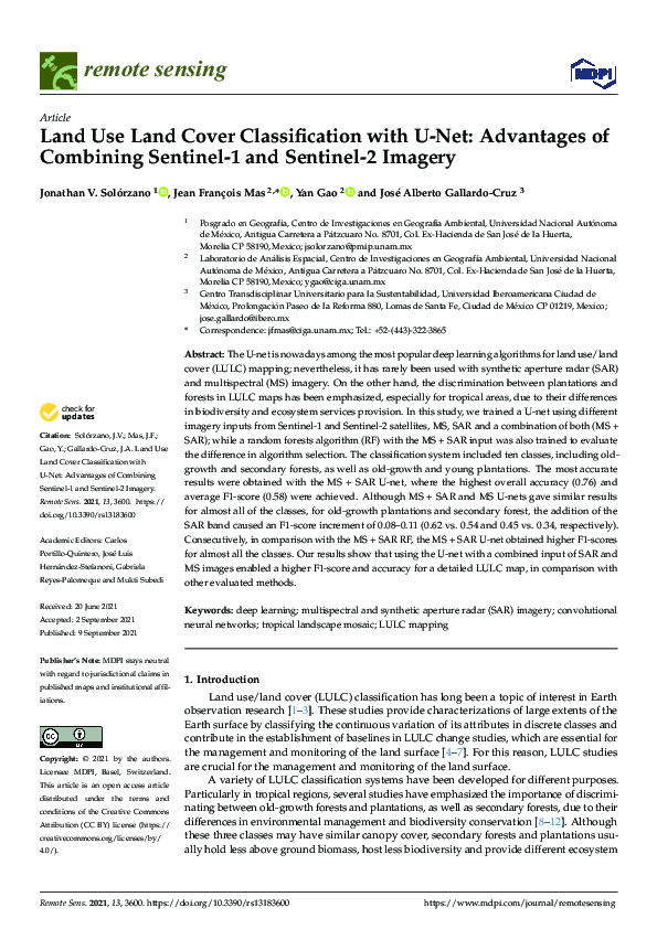 (PDF) Land Use Land Cover Classification with U-Net: Advantages of ...