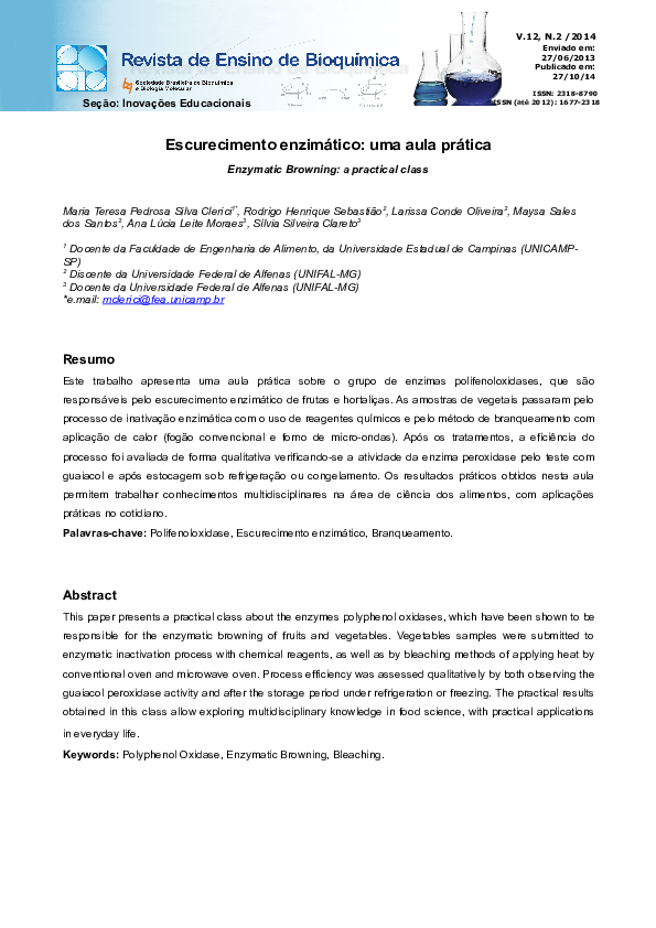 (PDF) Enzymatic Browning: a practical class