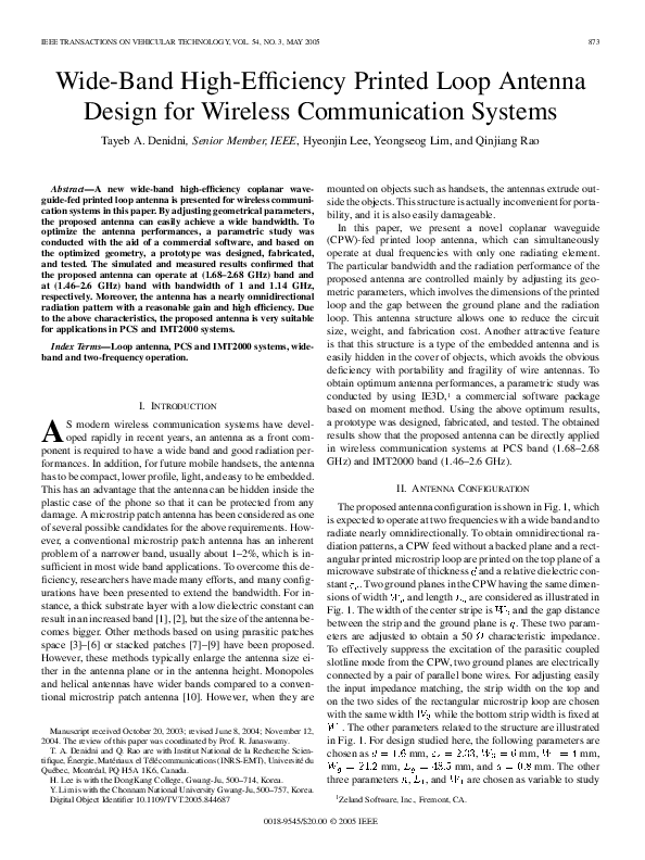 (PDF) Wide-band high-efficiency printed loop antenna design for ...
