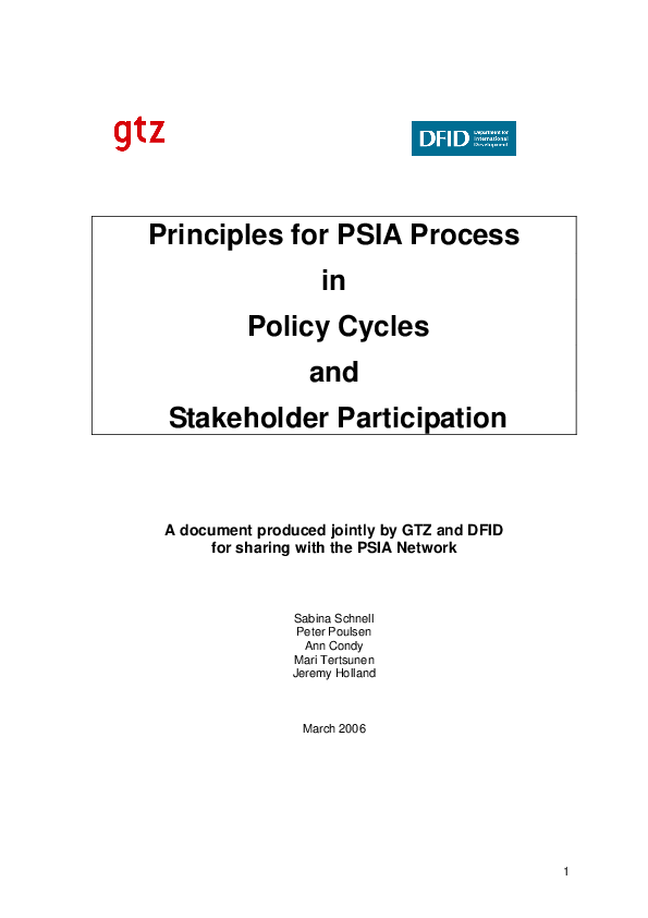 (PDF) Principles for PSIA Process in Policy Cycles and