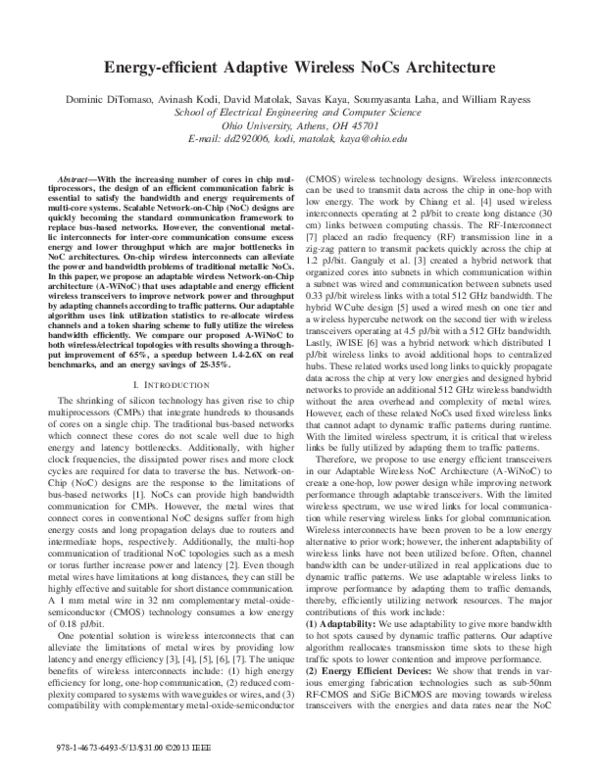 (PDF) Energy-efficient adaptive wireless NoCs architecture