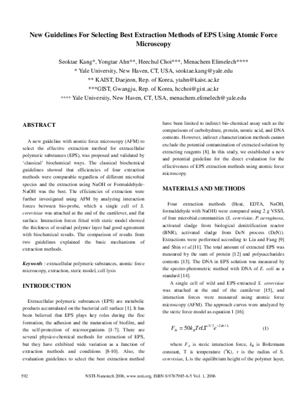 (PDF) New Guidelines For Selecting Best Extraction Methods of EPS Using ...