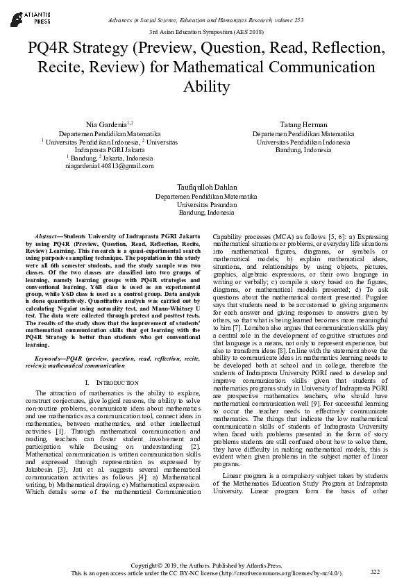 (PDF) PQ4R Strategy (Preview, Question, Read, Reflection, Recite ...