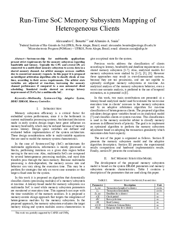 (PDF) Run-time SoC memory subsystem mapping of heterogeneous clients