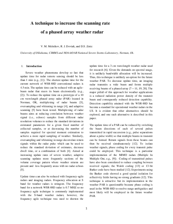 A technique to increase the scanning rate of a phased array