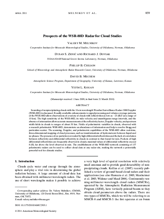 (PDF) Prospects of the WSR-88D radar for cloud studies