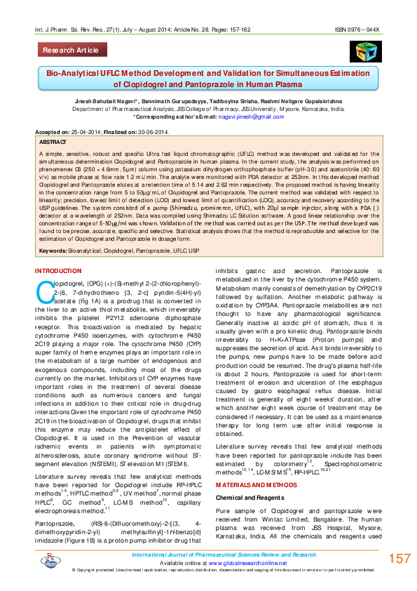 Pdf Bio Analytical Uflc Method Development And Validation For Simultaneous Estimation Of
