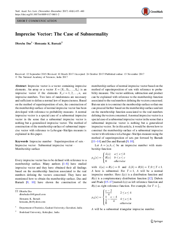 (PDF) Imprecise Vector: The Case of Subnormality