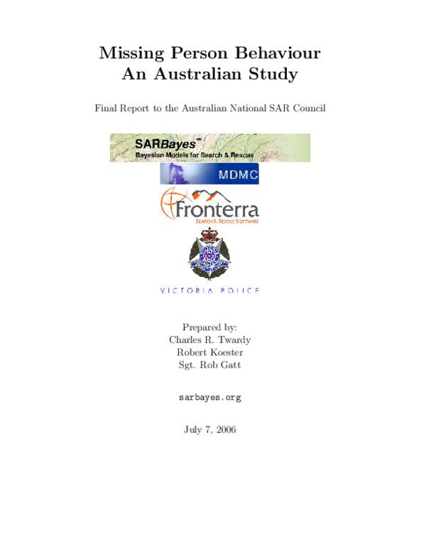 (PDF) Missing Person Behaviour An Australian Study