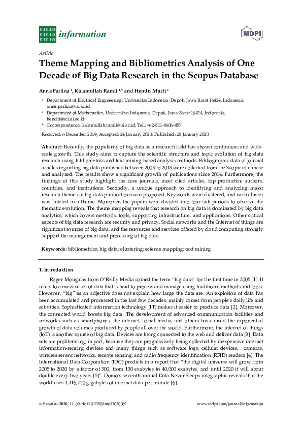 (PDF) Theme Mapping and Bibliometrics Analysis of One Decade of Big Data Research in the Scopus ...