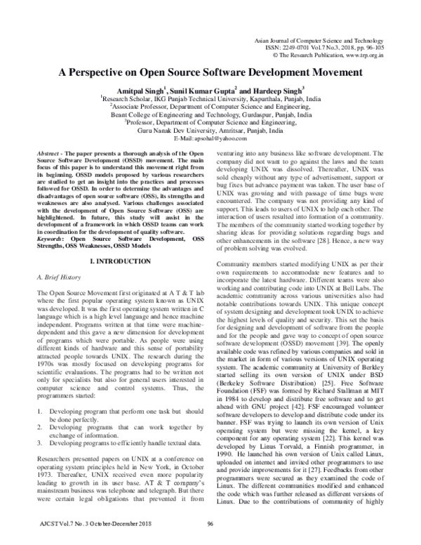 (PDF) A Perspective on Open Source Software Development Movement