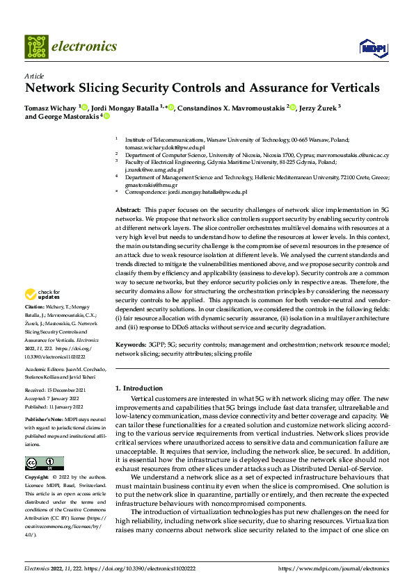 Pdf Network Slicing Security Controls And Assurance For Verticals