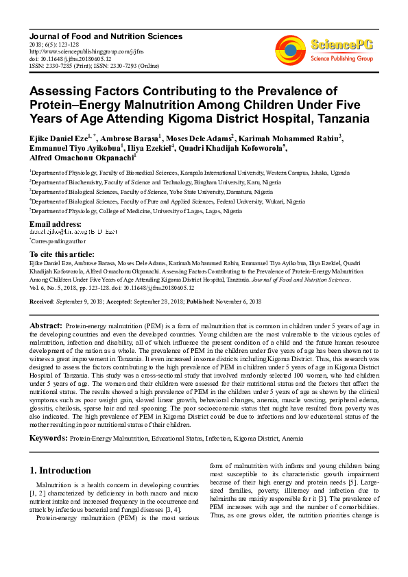 Pdf Assessing Factors Contributing To The Prevalence Of Protein