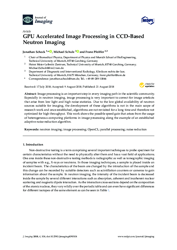 (PDF) GPU Accelerated Image Processing in CCD-Based Neutron Imaging