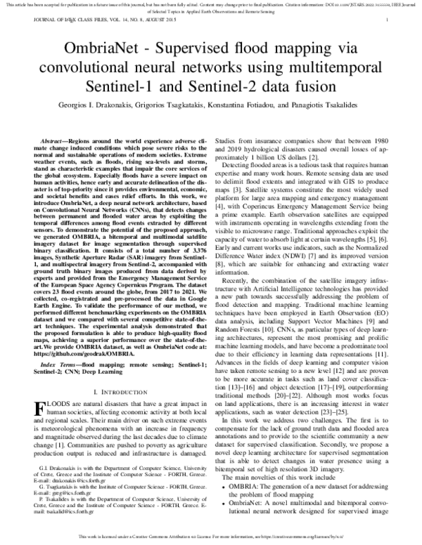 (PDF) OmbriaNet - Supervised flood mapping via convolutional neural networks using multitemporal ...