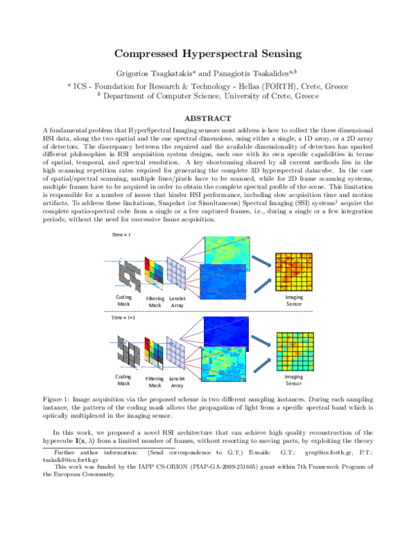 (PDF) Compressed hyperspectral sensing
