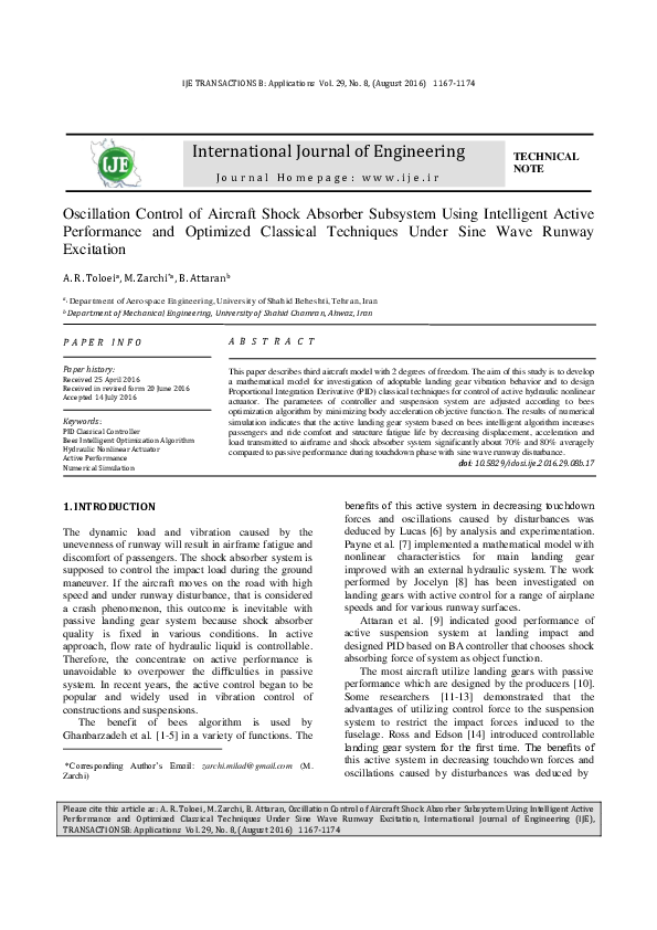(PDF) Oscillation Control of Aircraft Shock Absorber Subsystem Using ...