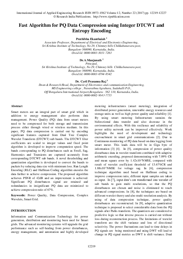 (PDF) Fast Algorithm for PQ Data Compression using Integer DTCWT and Entropy Encoding