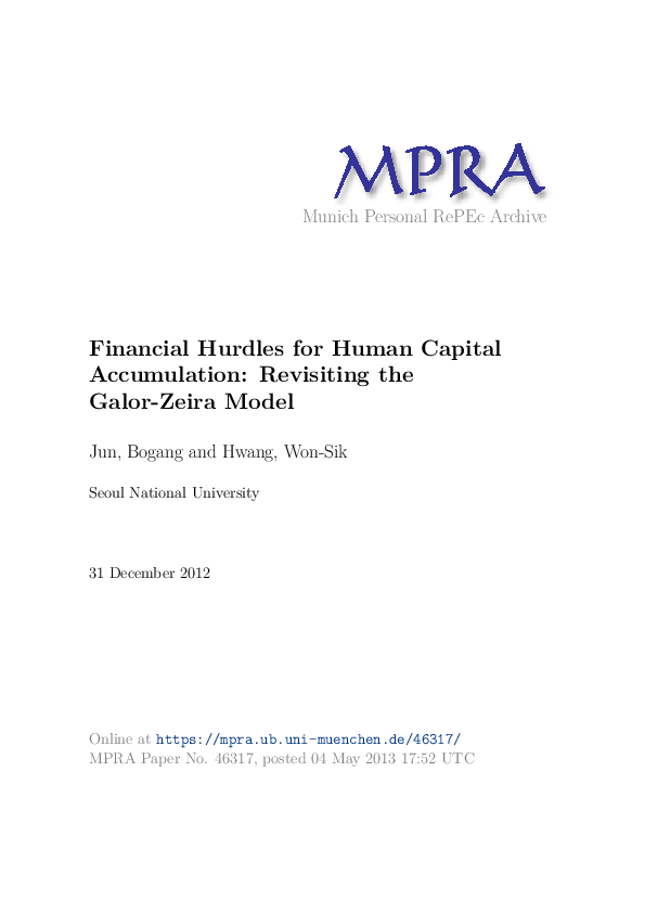 (PDF) Financial Hurdles for Human Capital Accumulation: Revisiting the ...