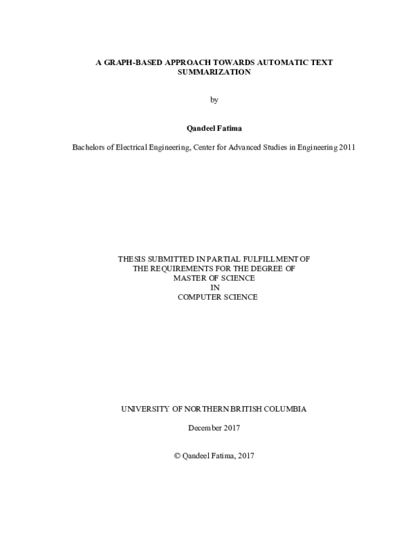 (PDF) A graph-based approach towards automatic text summarization