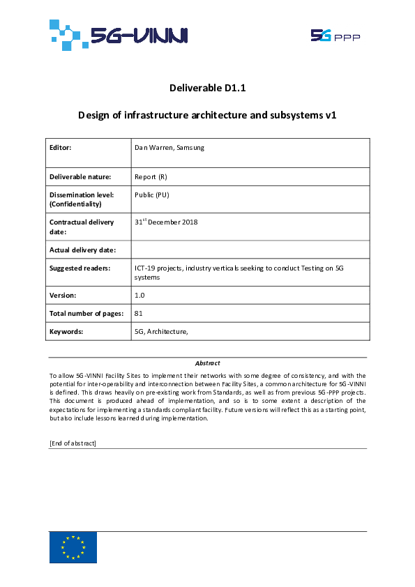 (PDF) D1.1 Design of infrastructure architecture and subsystems