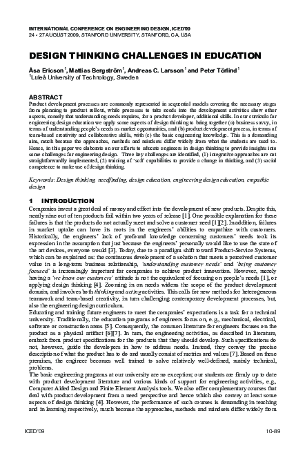 Pdf Design Thinking Challenges In Education