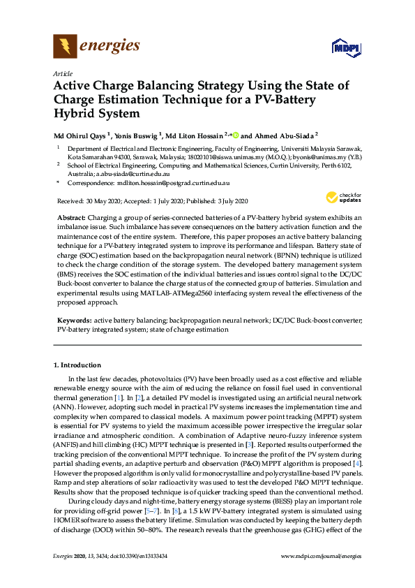 Active Charge Balancing Strategy Using the State of Charge Estimation ...