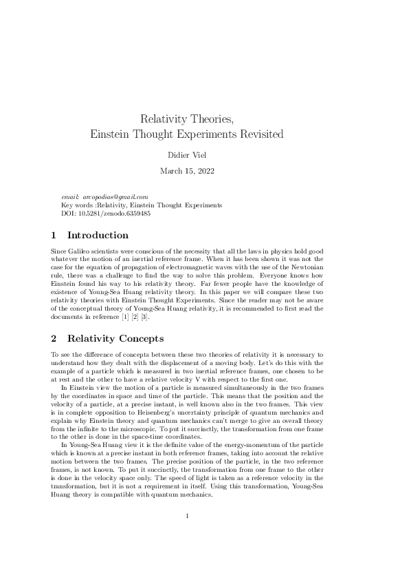 (PDF) Relativity Theories, Einstein Thought Experiments Revisited