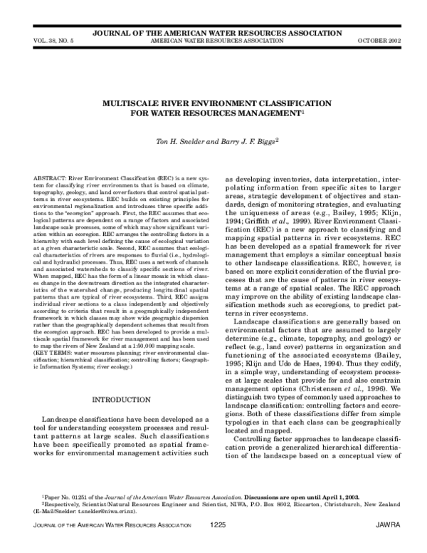 (PDF) Multiscale River Environment Classification for Water Resources ...