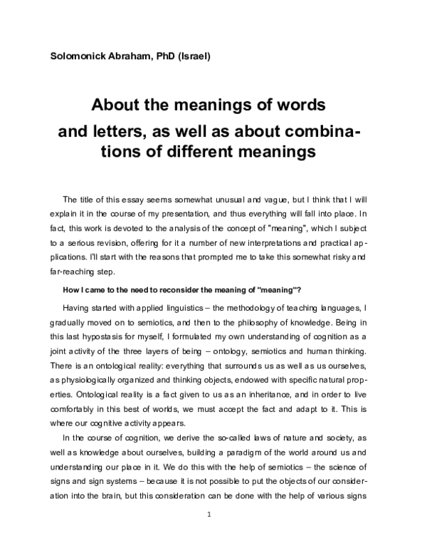 (DOC) About the meanings of words and letters, as well as about ...