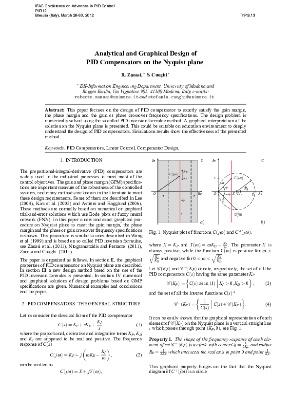 (PDF) Analytical and graphical design of PID compensators on the