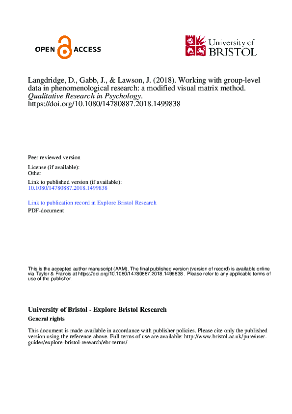 (PDF) Working with group-level data in phenomenological research: a ...