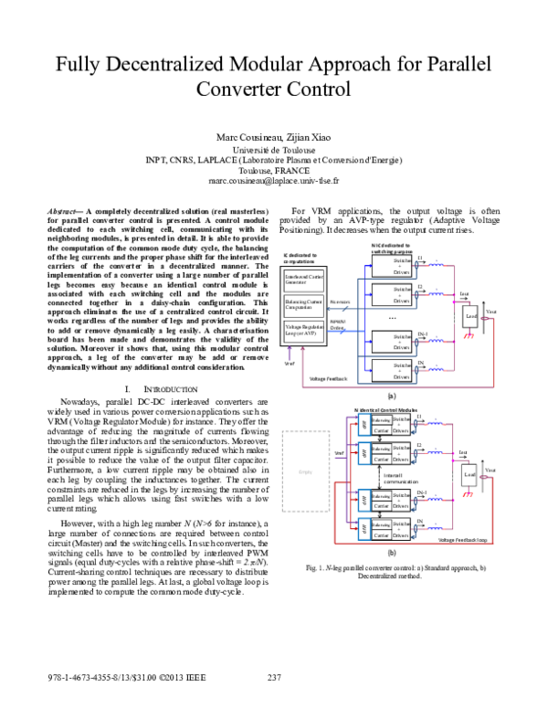 (PDF) Fully decentralized modular approach for parallel converter control