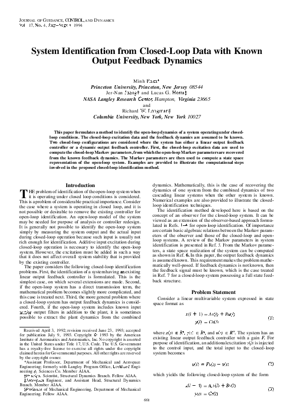(PDF) System identification from closed-loop data with known output ...