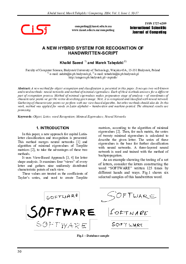 (PDF) A New Hybrid System for Recognition of Handwritten-Script ...
