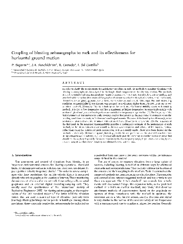 (PDF) Coupling of blasting seismographs to rock and its effectiveness ...